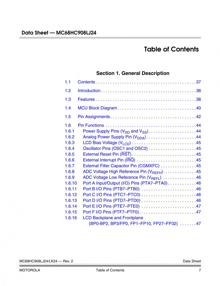 MC68HC908LJ24CPB datasheet preview 7