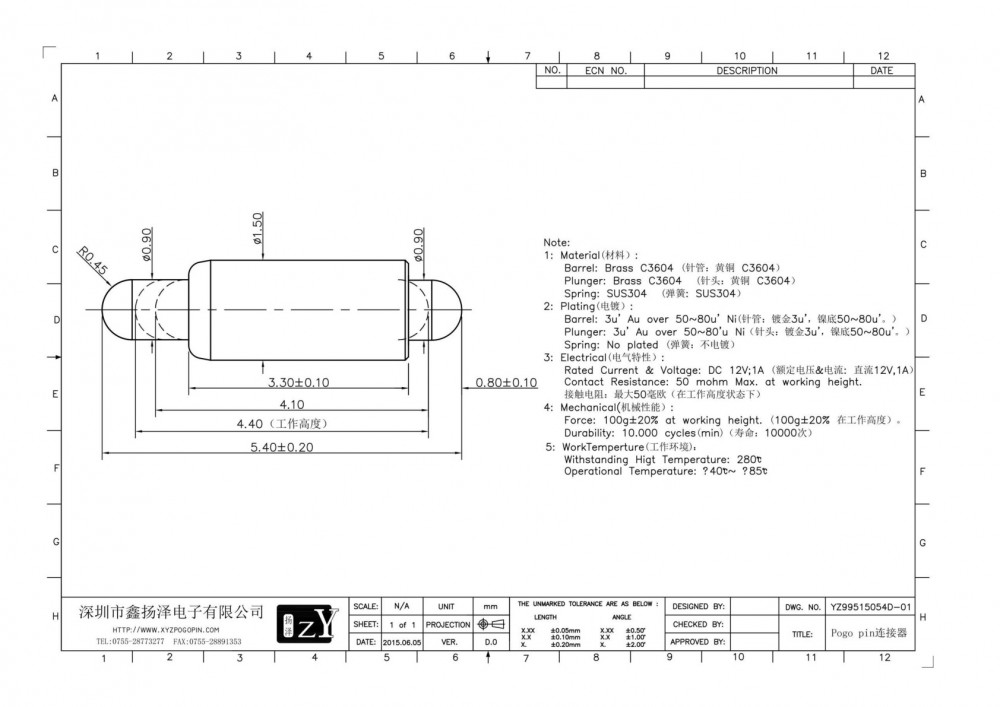 YZ99515054D-01 specification page 3