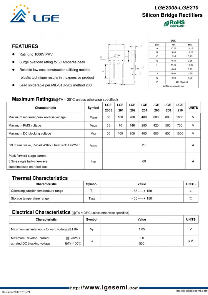 LGE210 datasheet page 1