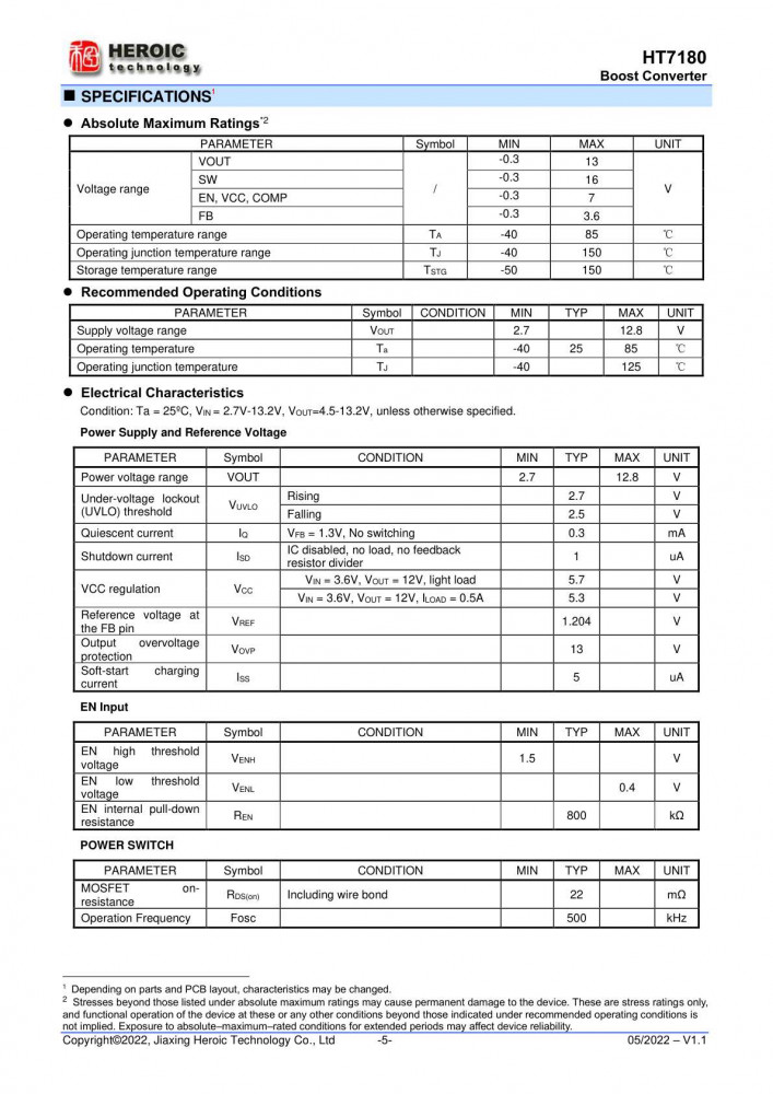 HT7180 datasheet page 5