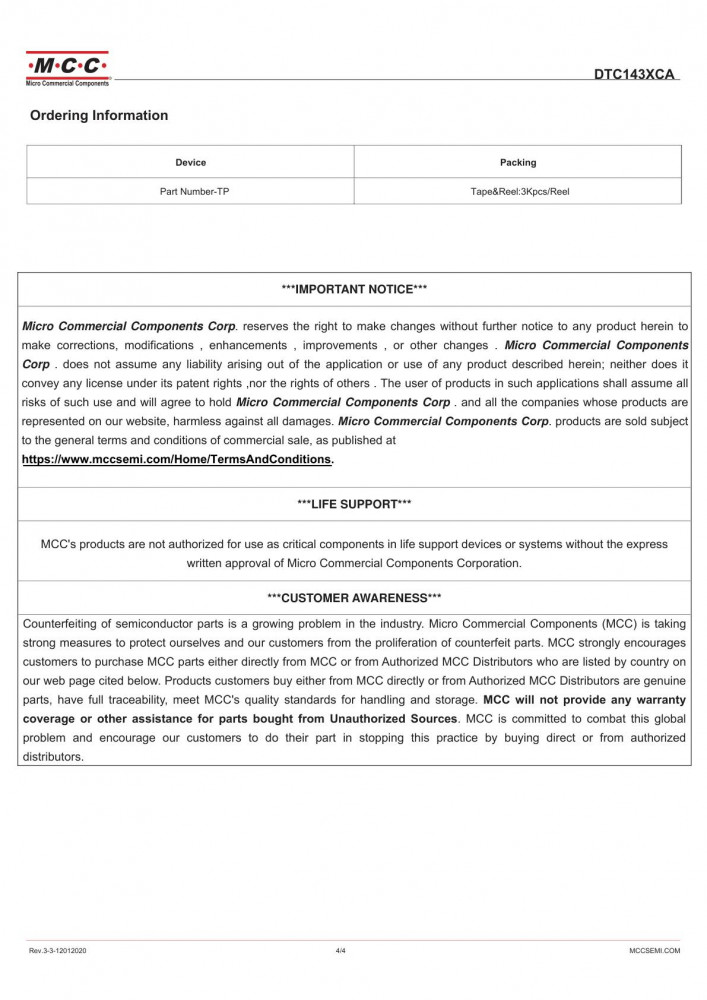DTC143XCA-TP datasheet page 4