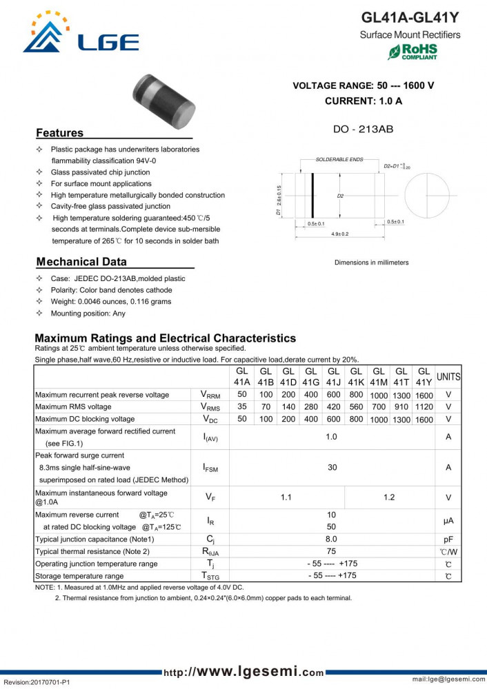 LGE GL41Y datasheet page 1