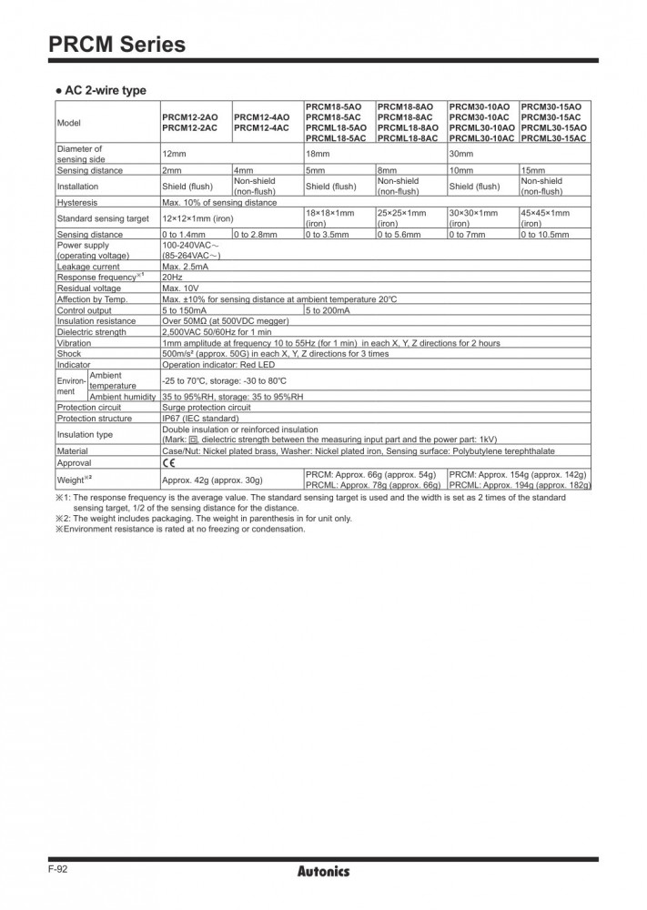 Autonics PRCM series documentation page 3
