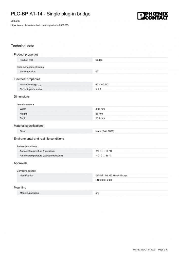 Phoenix Contact 2980283 technical document page 2