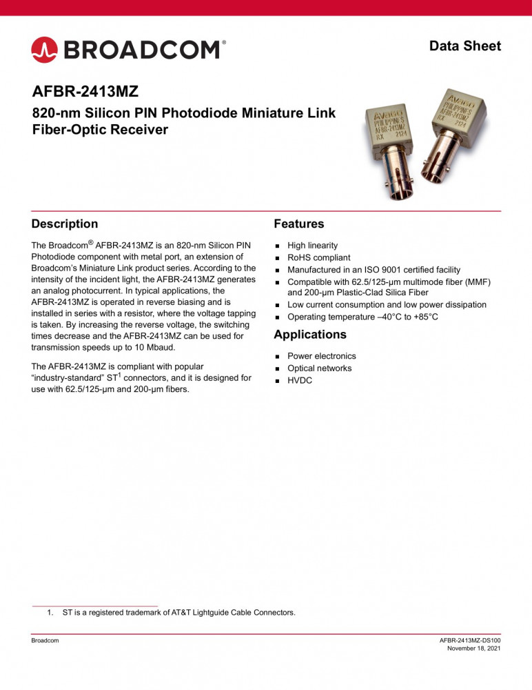 AFBR-2413MZ datasheet page 1