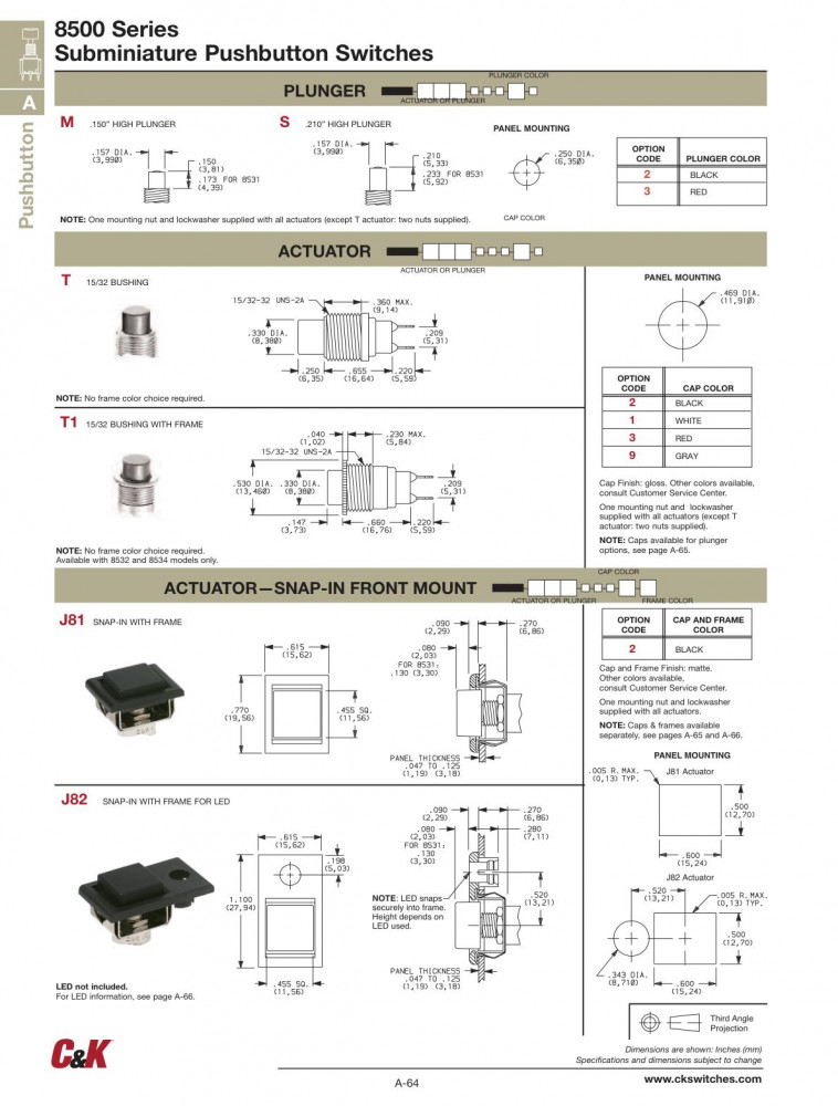 C&K 8500 Series datasheet page 3