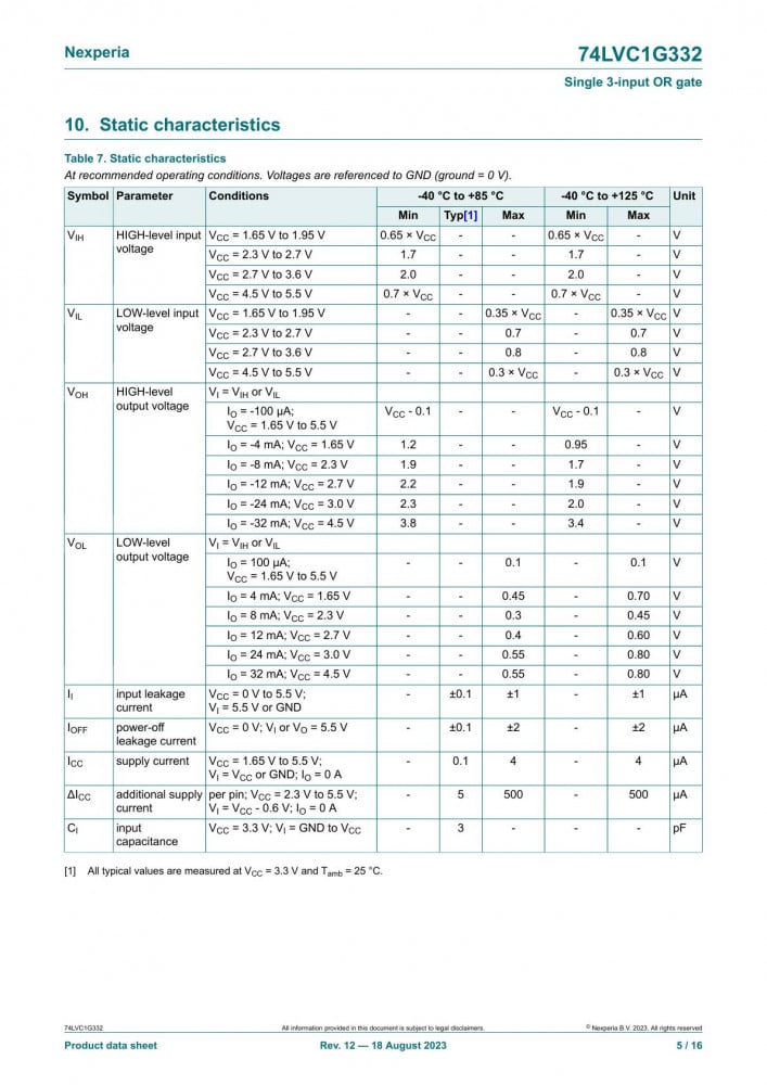 74LVC1G332GW,125 datasheet page 5