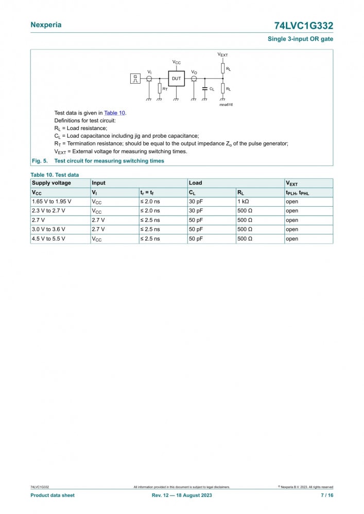 74LVC1G332GW,125 datasheet page 7