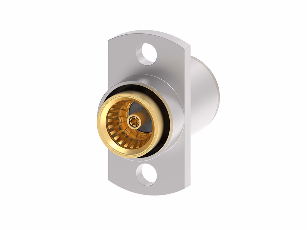 BMA Jack, Straight, 4-Hole Flange Mount, Candlestick Contact, 17.91mm Length, Passivated Stainless Steel, 50 Ohms