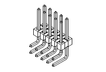 2.54mm Pitch C-Grid Header, Right-Angle, Through Hole, 6 Circuits, 0.38µm Gold (Au) Selective Plating, Tube Packaging, Lead-Free