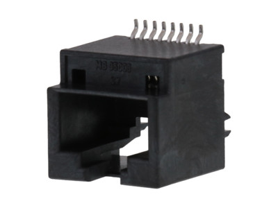 Modular Jack, Vertical, Top Entry, Through Hole, 6/6, High Profile, Keyed Jack with Ribs, Tray