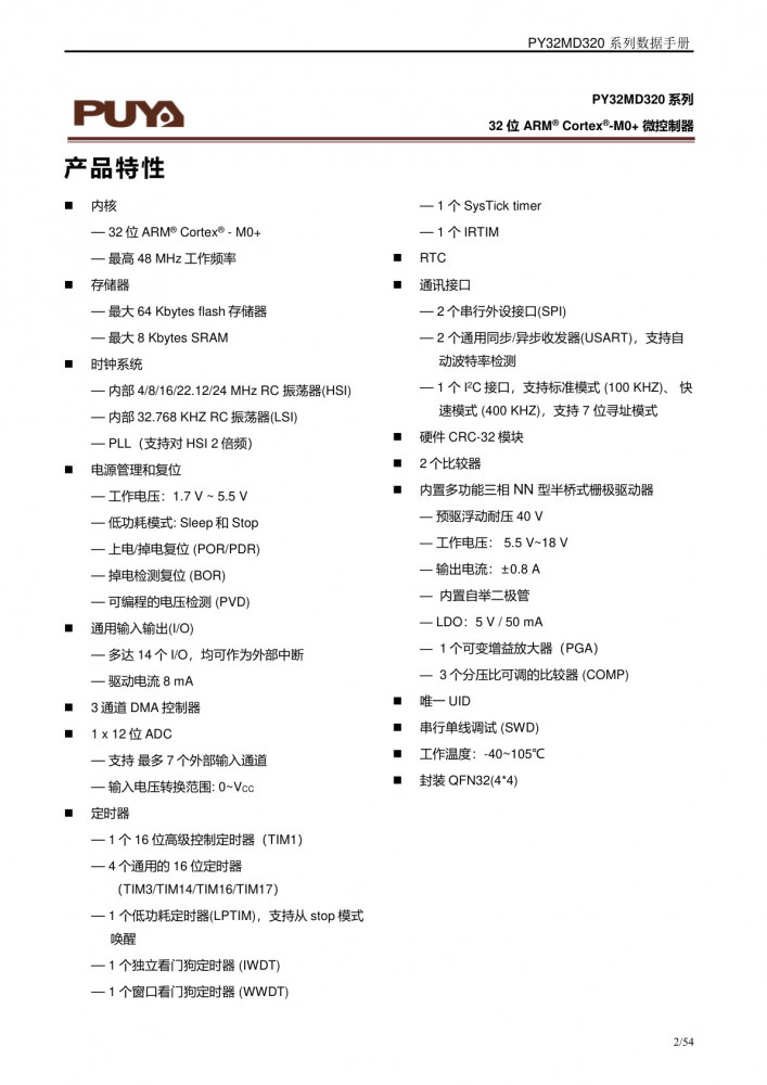 PY32MD320 datasheet page 2
