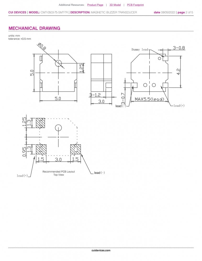 CMT-0503-75-SMT-TR datasheet page 2