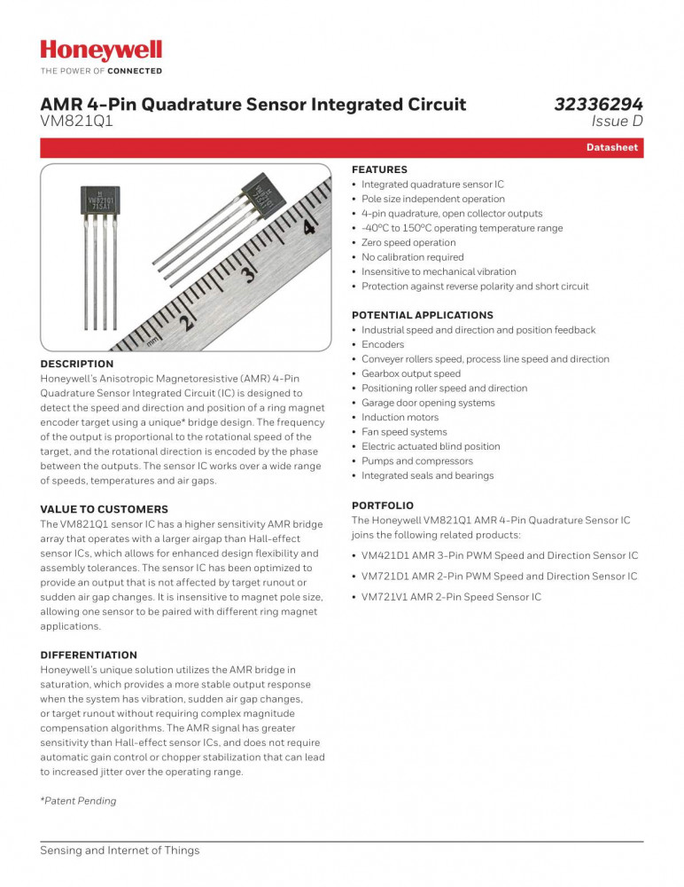 Honeywell sensor IC document page 1