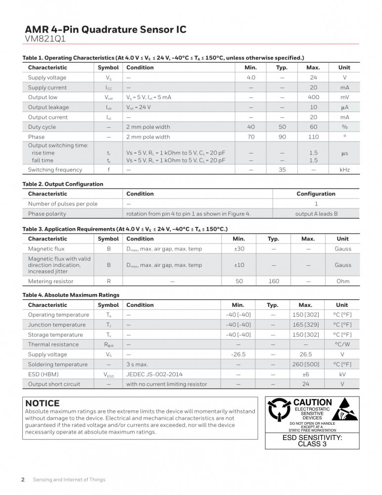 Honeywell sensor IC document page 2