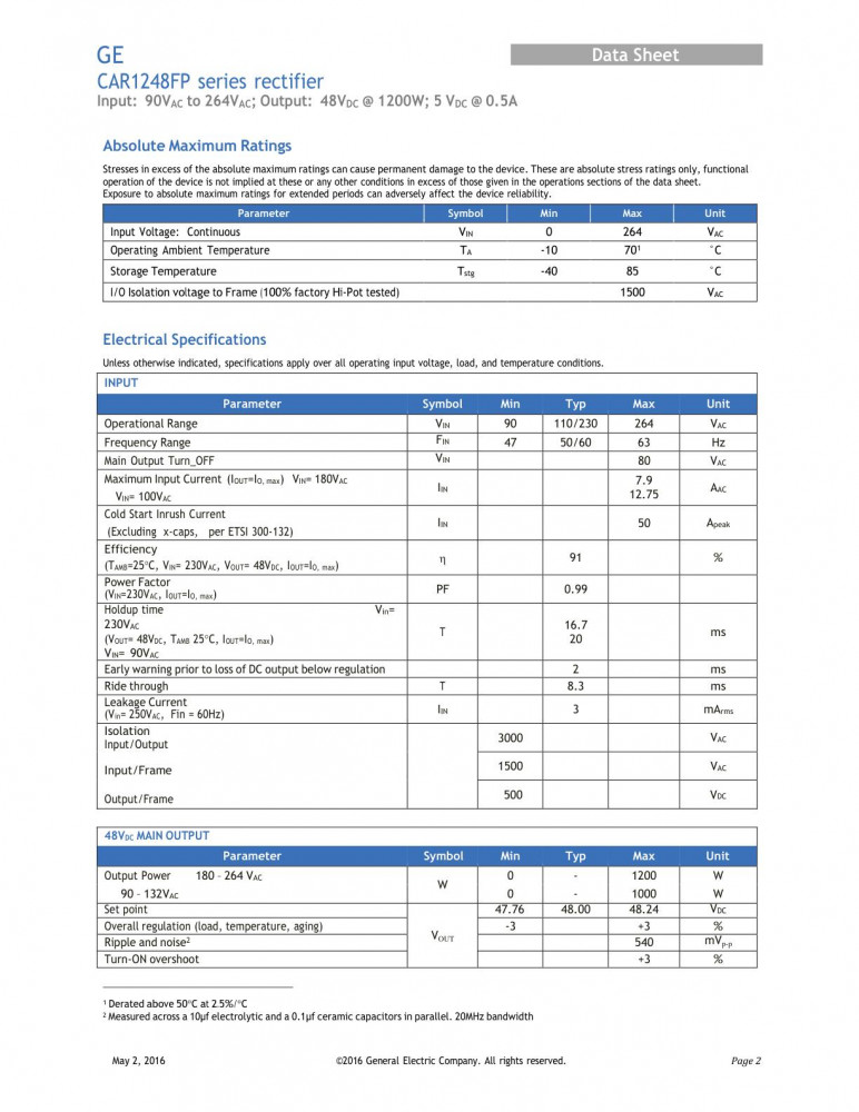 CAR1248FPBC-Z01A datasheet page 2