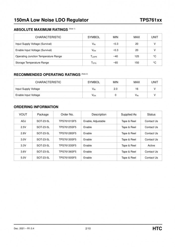TPS76101SF5 datasheet page 2