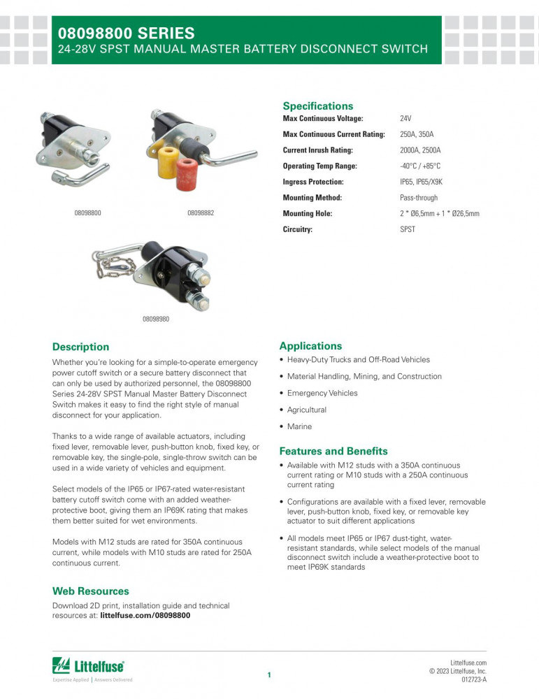 Littelfuse 08098981 technical document page 1