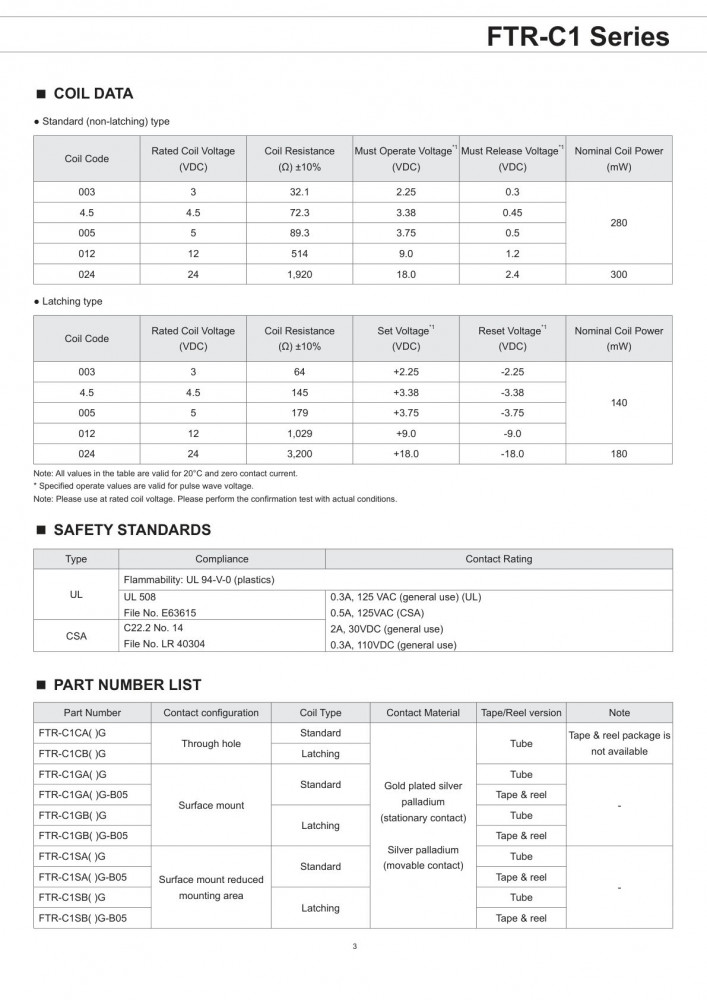 FTR-C1 datasheet page 3
