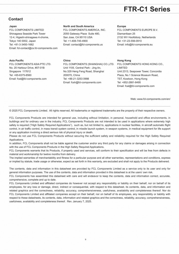 FTR-C1 datasheet page 8