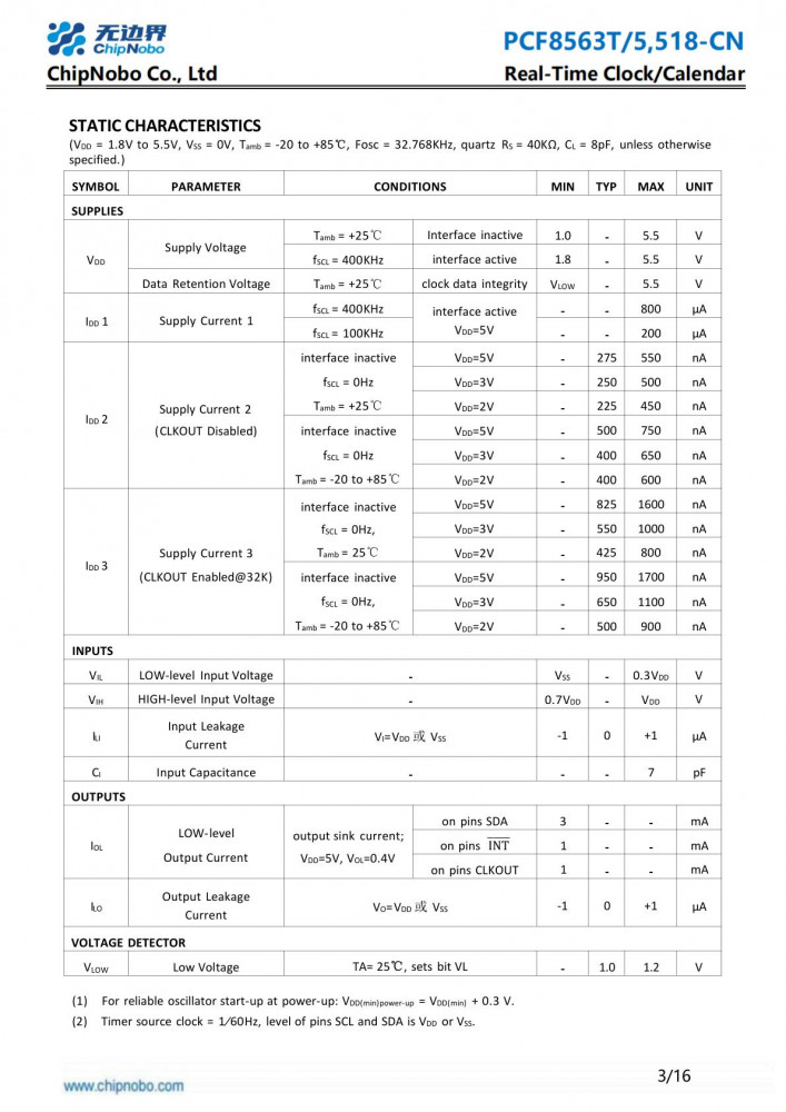 PCF8563T/5,518-CN datasheet page 3