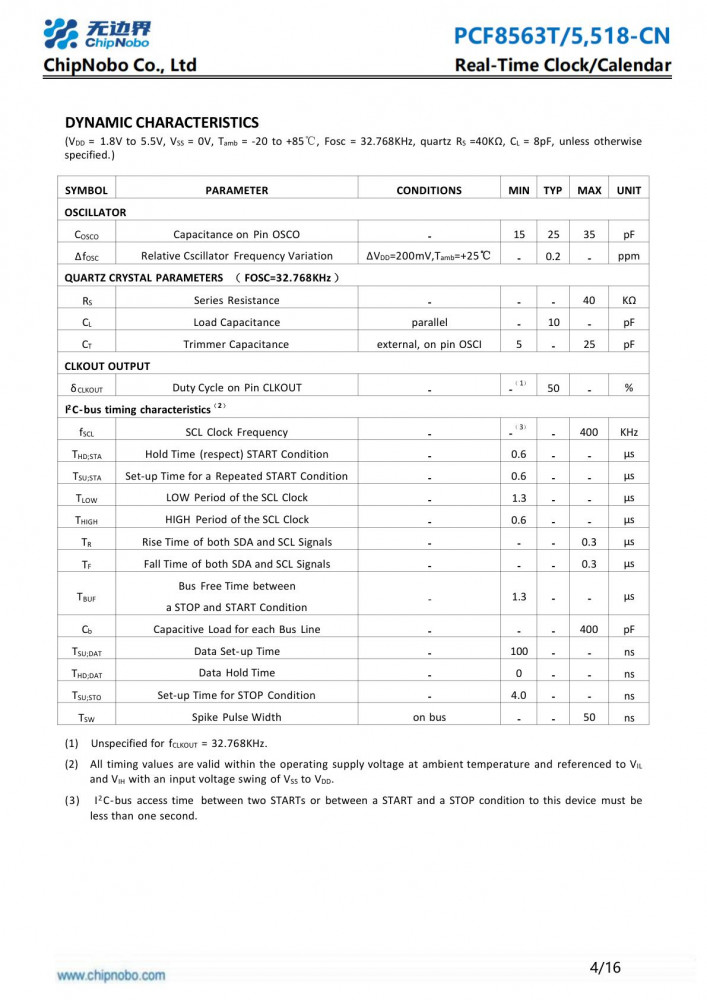 PCF8563T/5,518-CN datasheet page 4