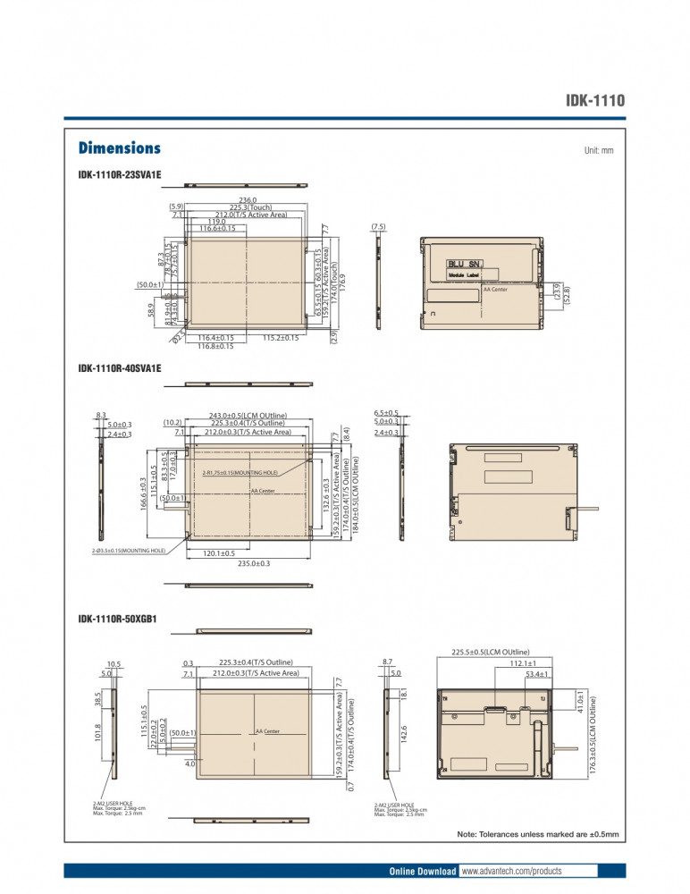 IDK-1110R-23SVA1E technical document page 2