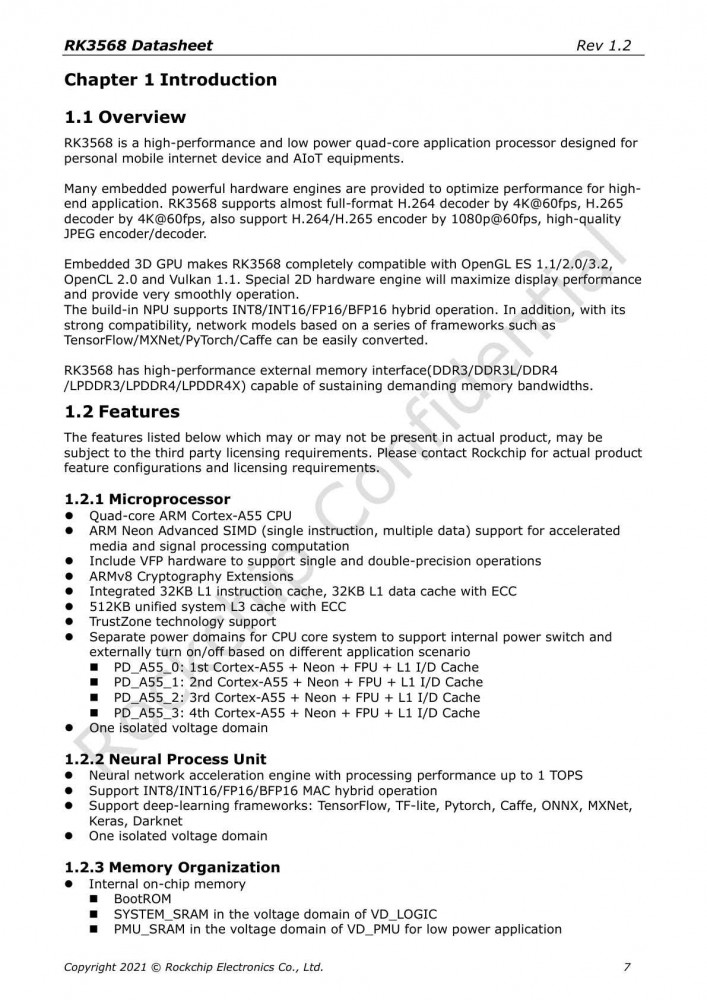 RK3568 datasheet page 7