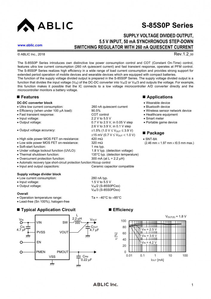 S-85S0P datasheet page 1