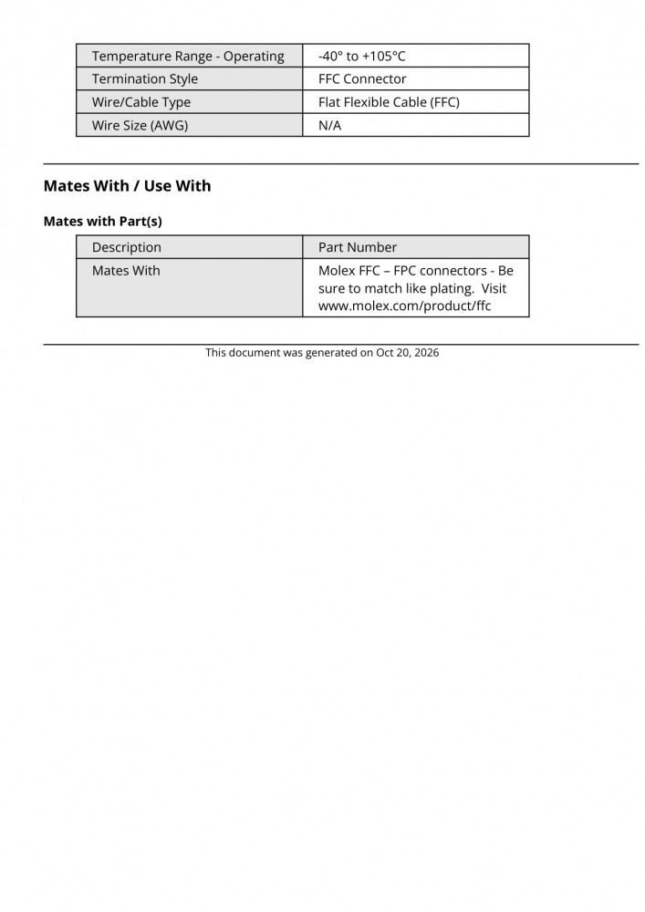 Molex 1.25 mm FFC family specification, page 3