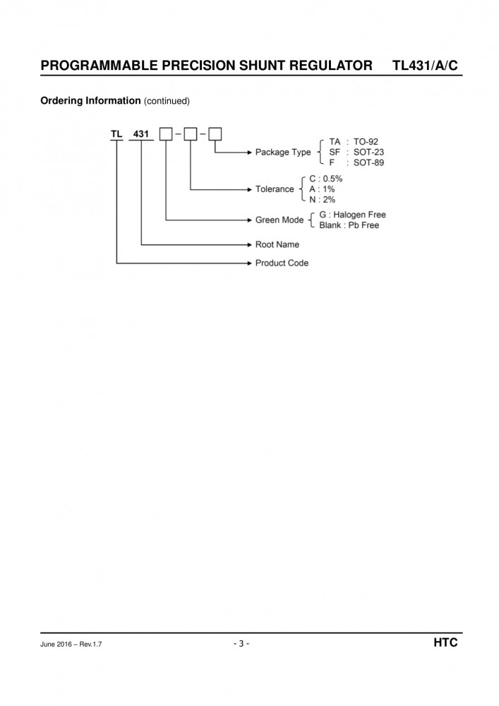 HTC TL431C datasheet page 3