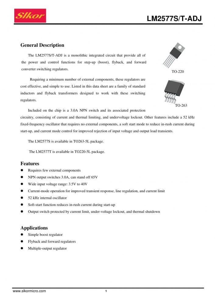 LM2577S-ADJ datasheet page 1
