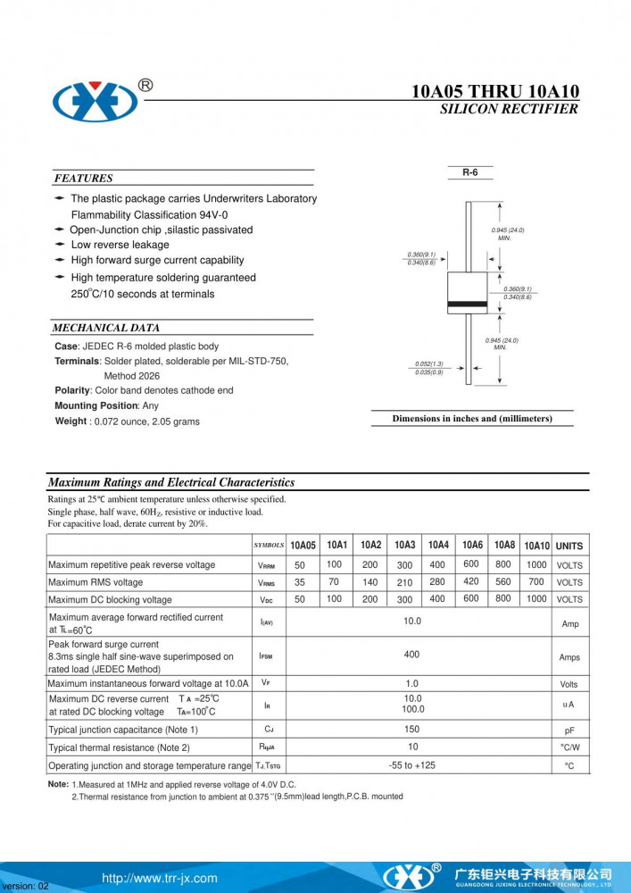 JUXING 10A10 datasheet page 1
