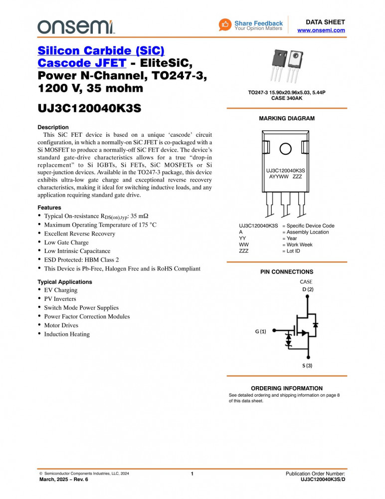 UJ3C120040K3S datasheet page 1