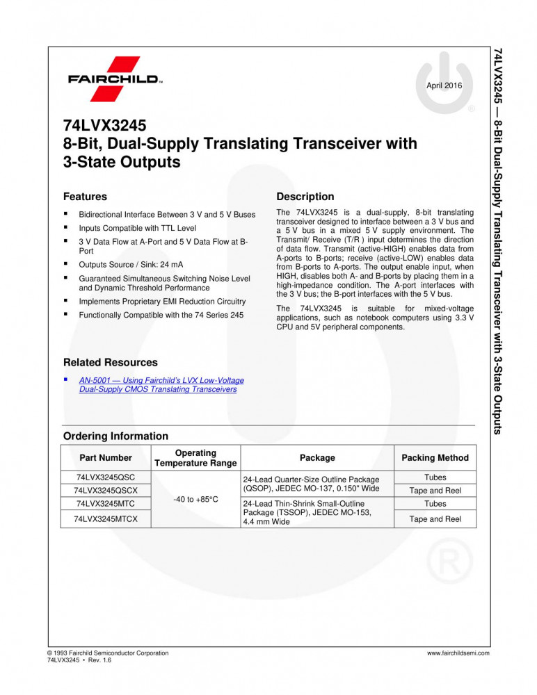 74LVX3245 datasheet page 2