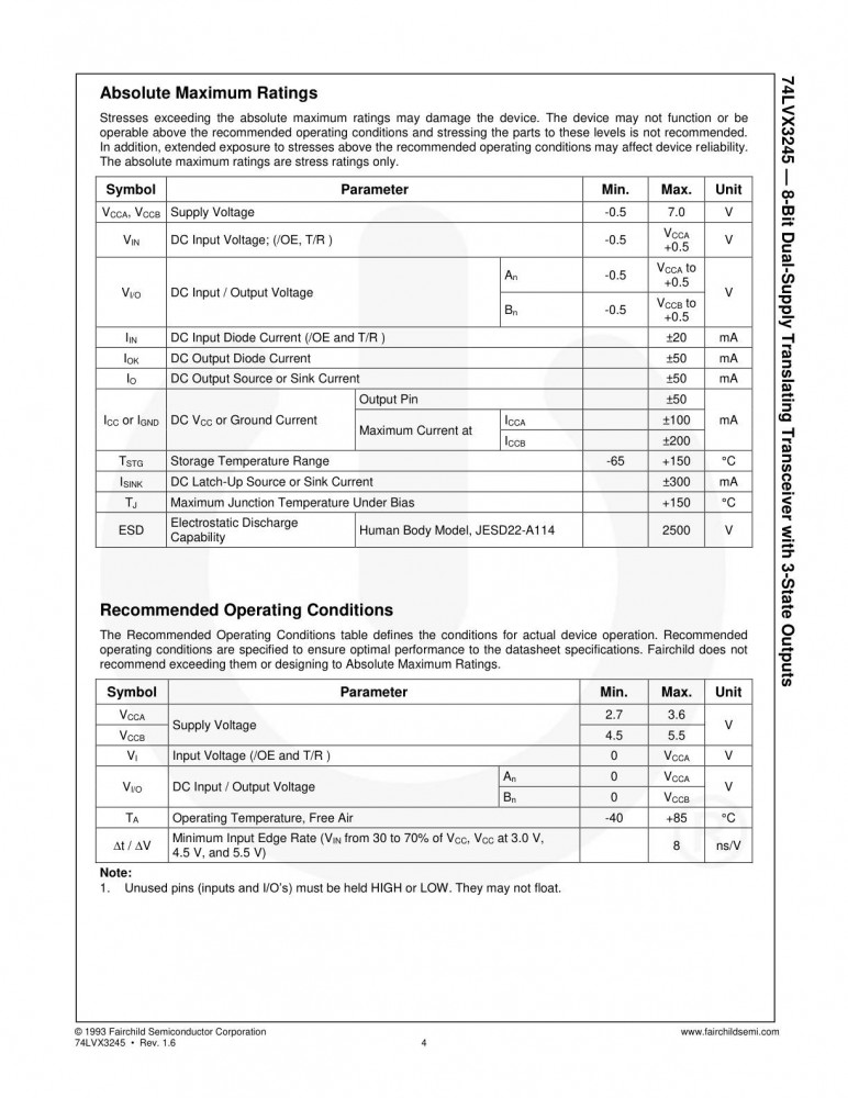 74LVX3245 datasheet page 5