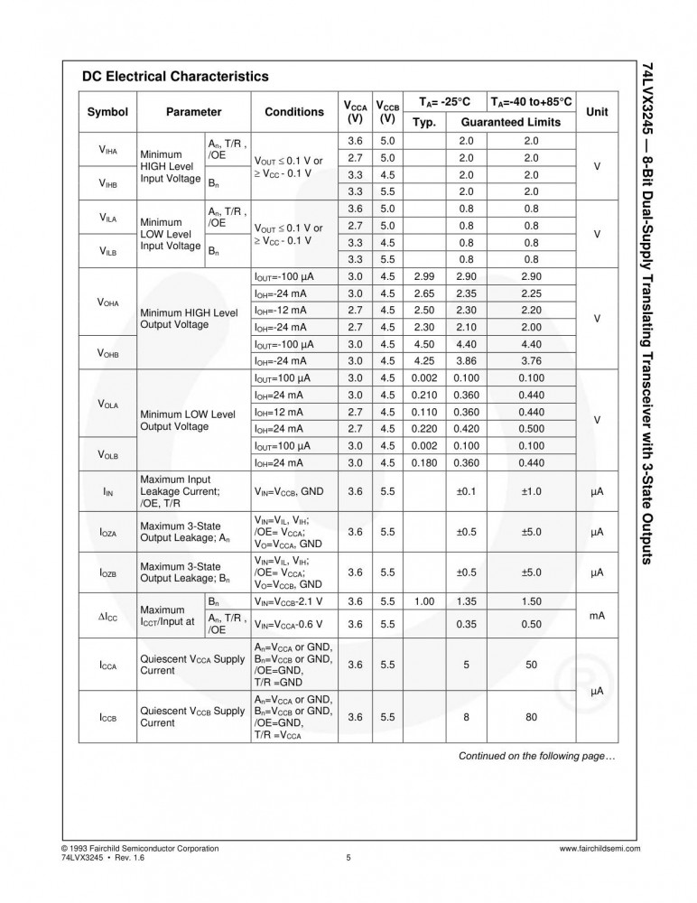 74LVX3245 datasheet page 6