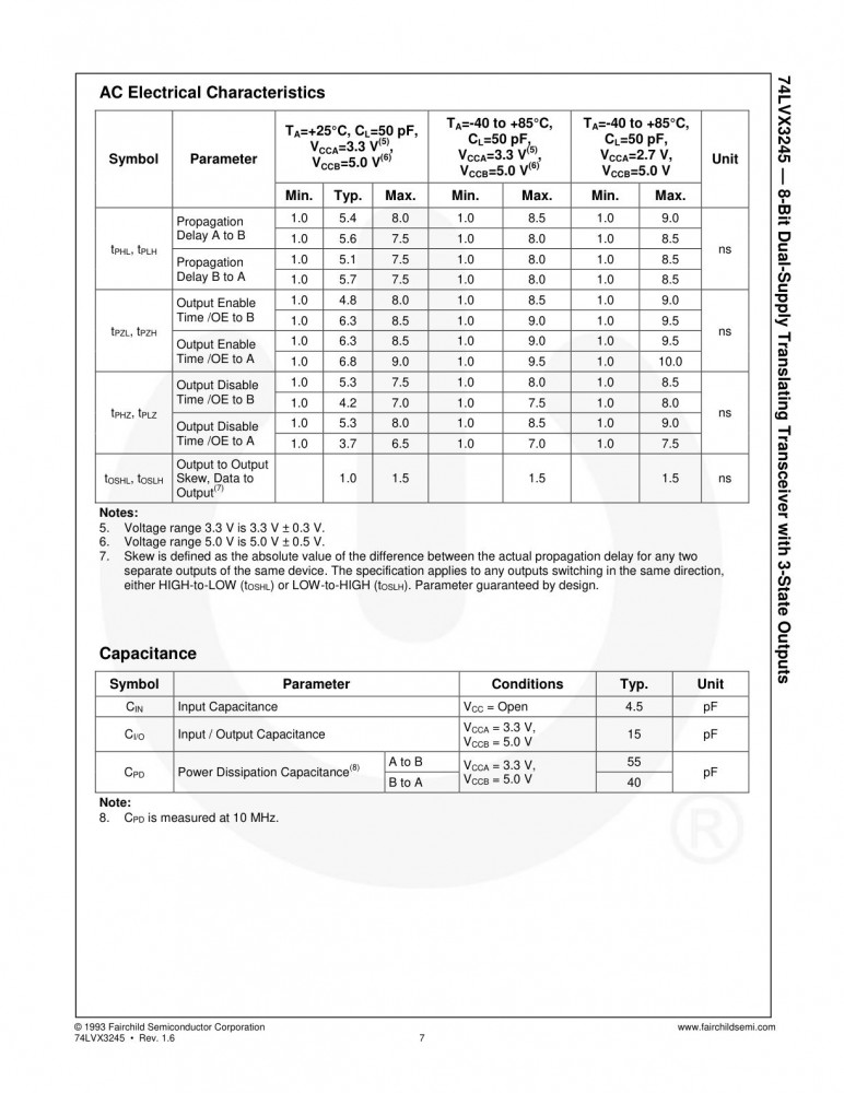 74LVX3245 datasheet page 8