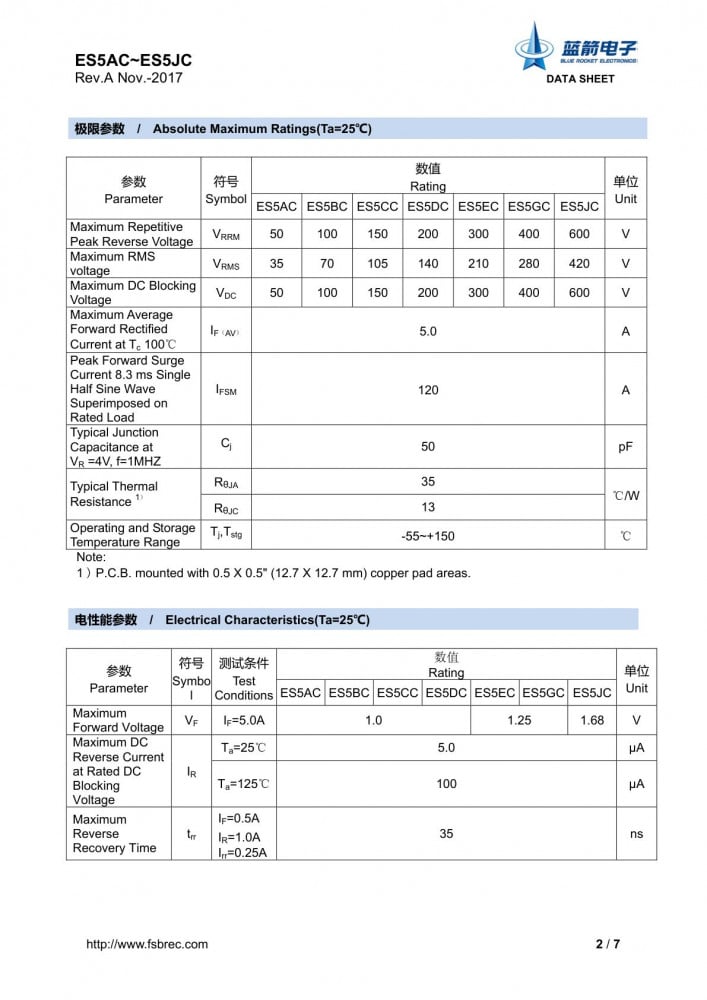 ES5JC datasheet page 2