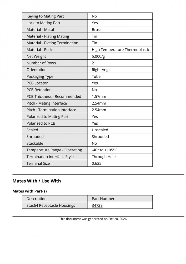 Molex 346919623 technical document preview, page 3