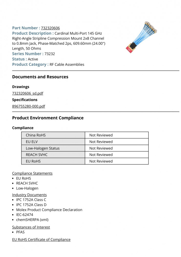 MOLEX 732320606 technical document preview, page 1