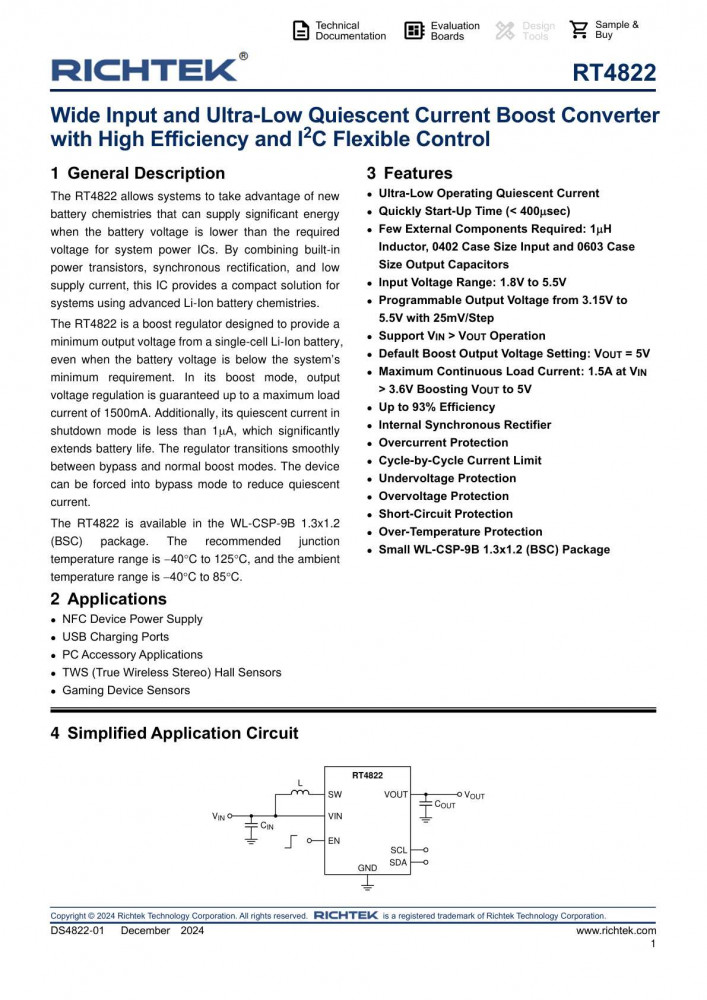 RT4822 datasheet page 1