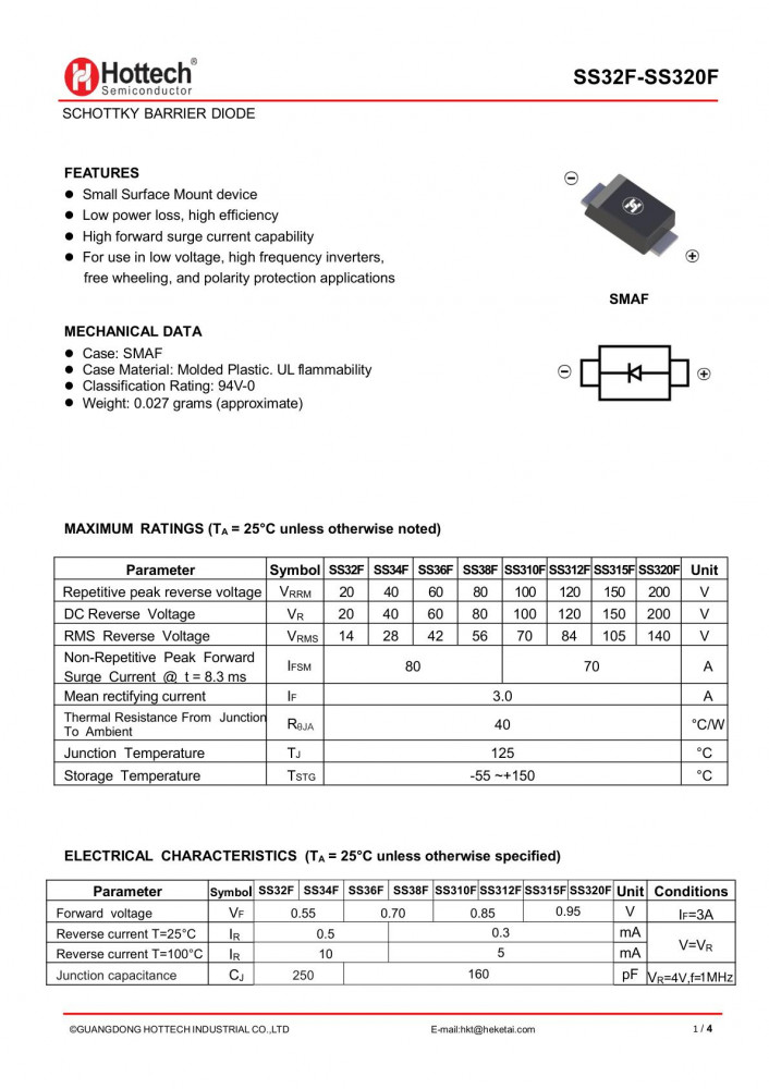 SS36F datasheet page 1