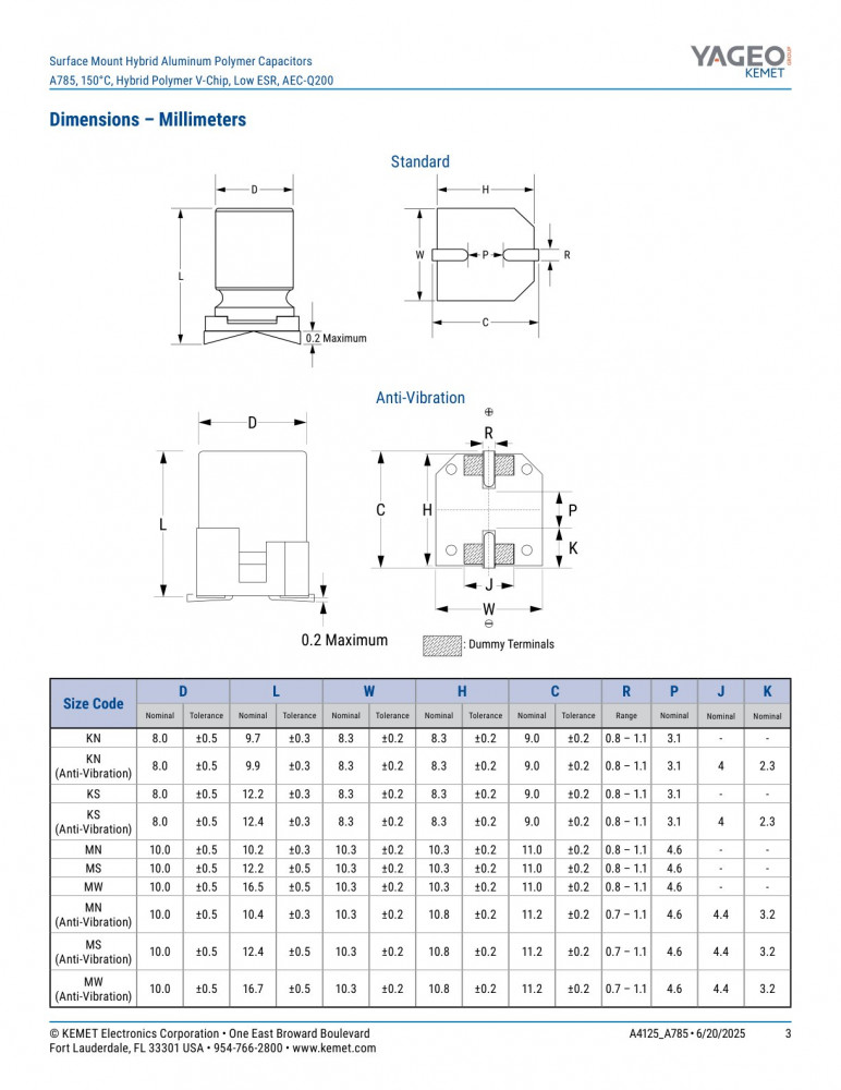 KEMET A785 datasheet page 3