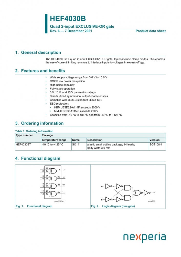 HEF4030BT,653 datasheet page 1