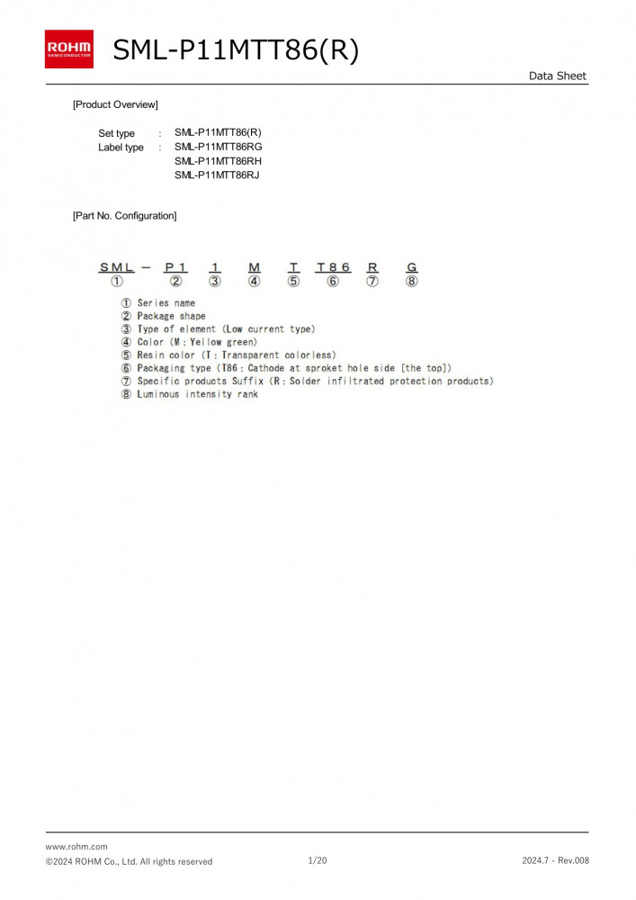 SML-P11MTT86R technical document page 1