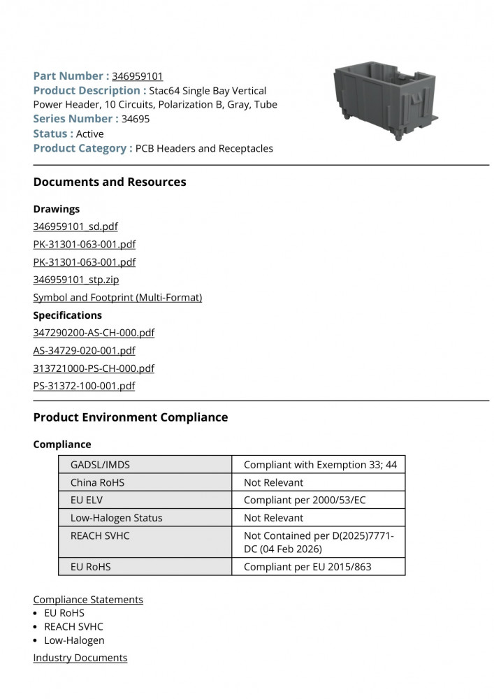MOLEX 346959101 technical document image 1