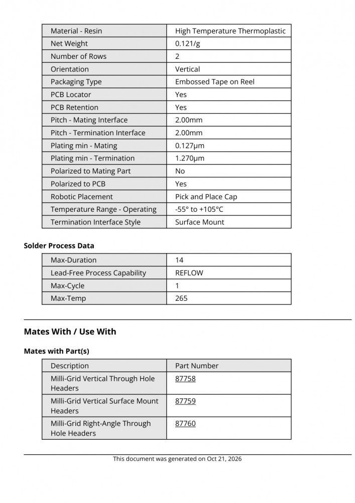 Technical document image 3 for MOLEX 872630696