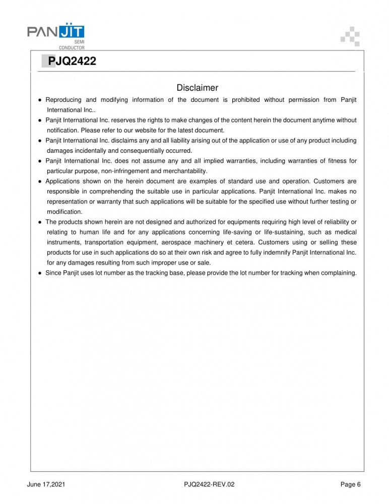 PJQ2422 datasheet page 6