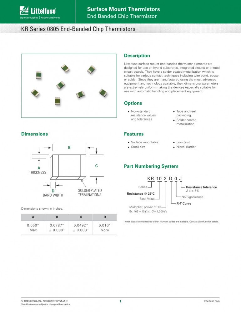 KR503L0J-TR technical document page 1